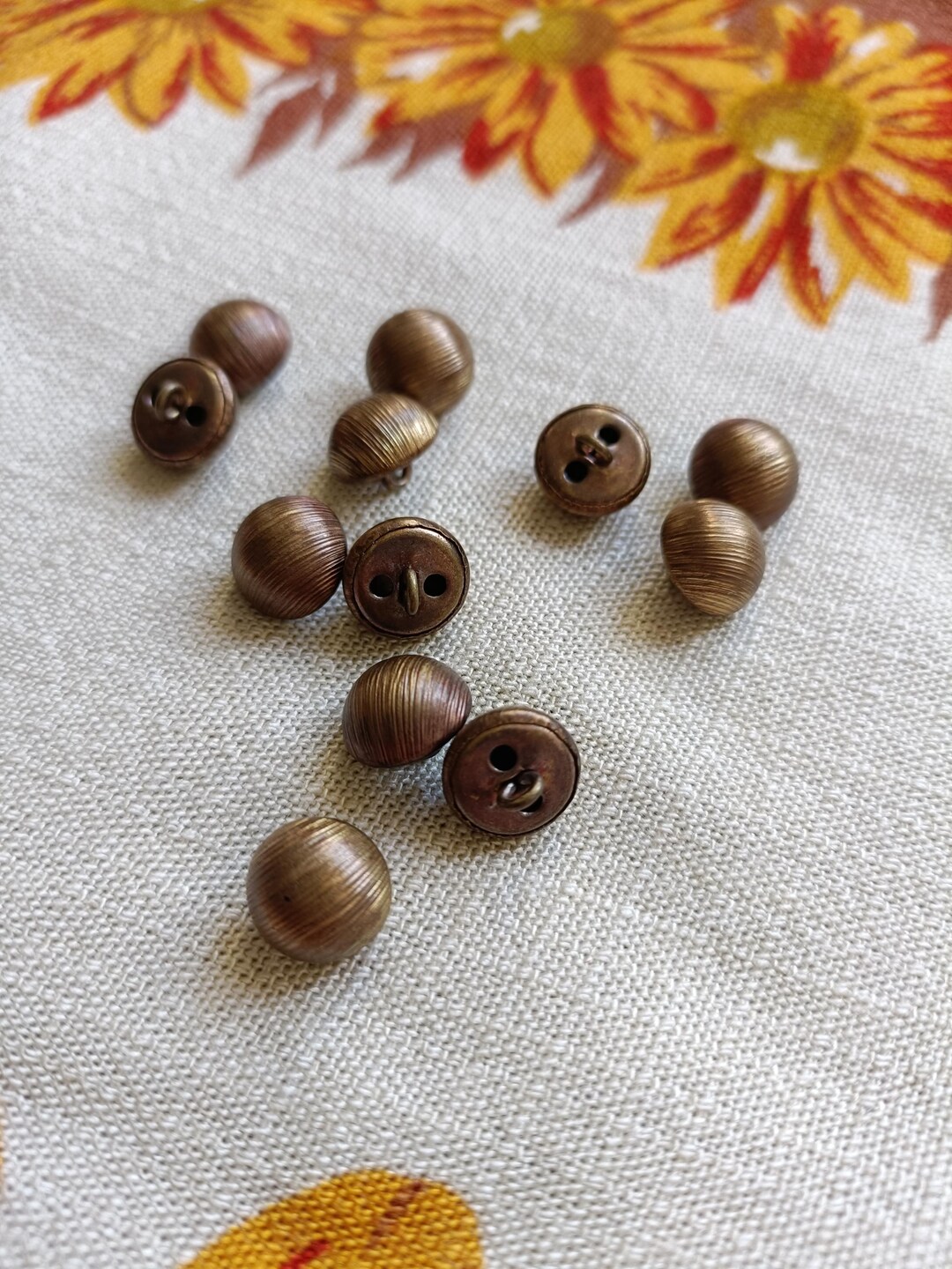 Set of 12 Textured Brass Domed Shank Buttons 10mm - Etsy