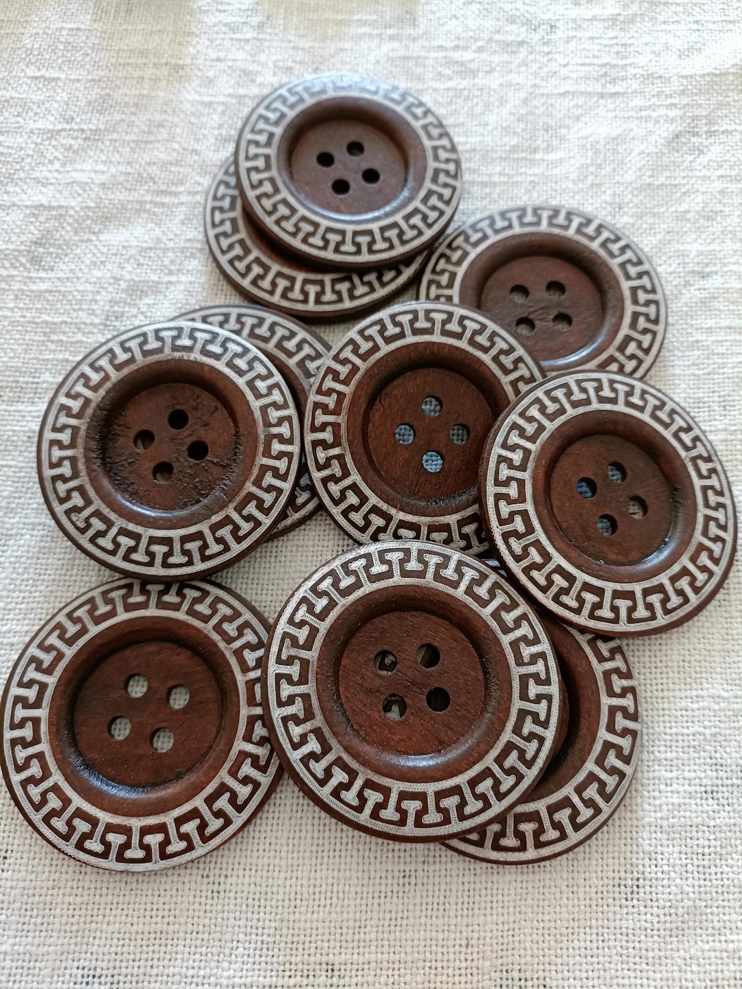 Large Wooden Buttons, Rustic Boho Geometric Design - Etsy