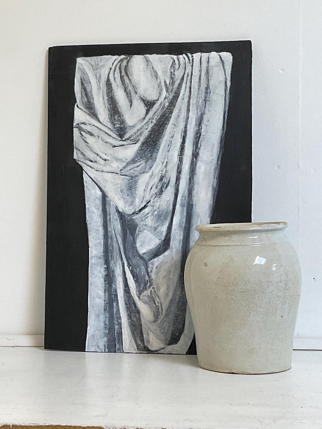 Classic Draped Fabric Still Life Picture Original Oil on Board Hand ...