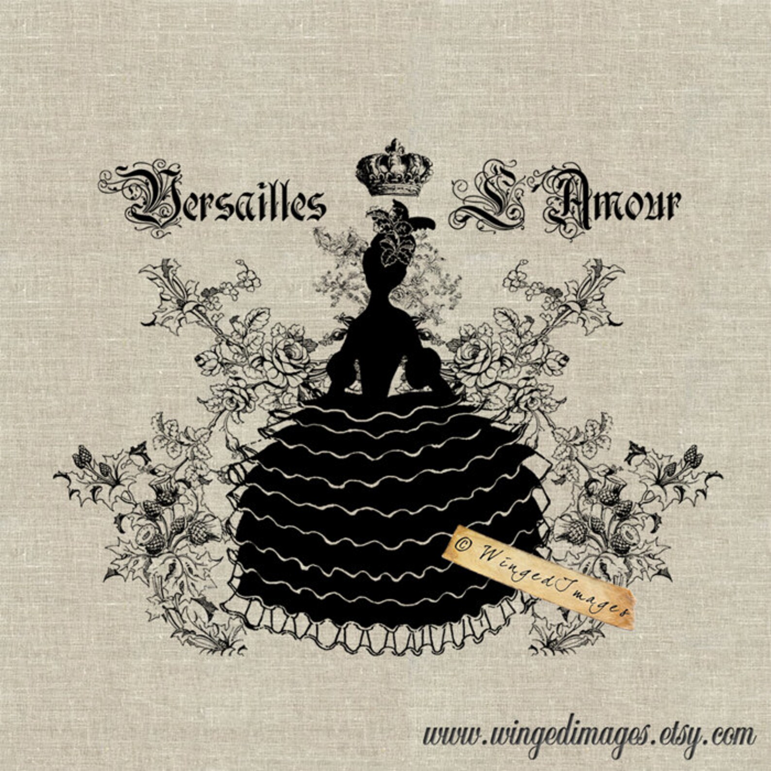 Rococo Woman Silhouette Instant Download Digital Image No.33 Iron-on ...