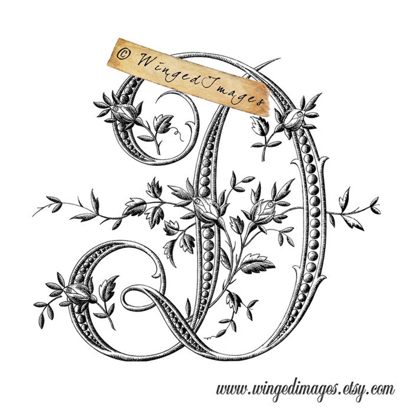 Antique French Monogram Letter D Instant Download Digital Image No.219 ...