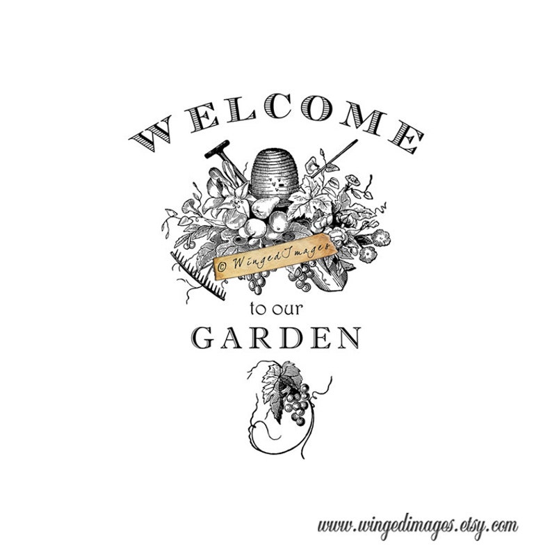 Welcome to Our Garden. Instant Download Digital Image No.385 Iron-on ...