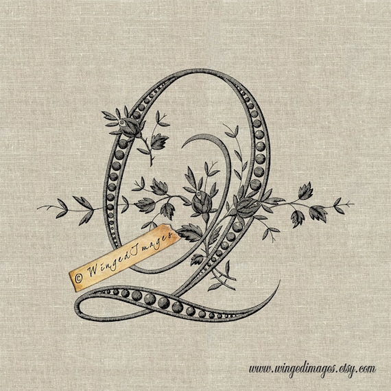 Antique French Monogram Letter Q Instant Download Digital | Etsy