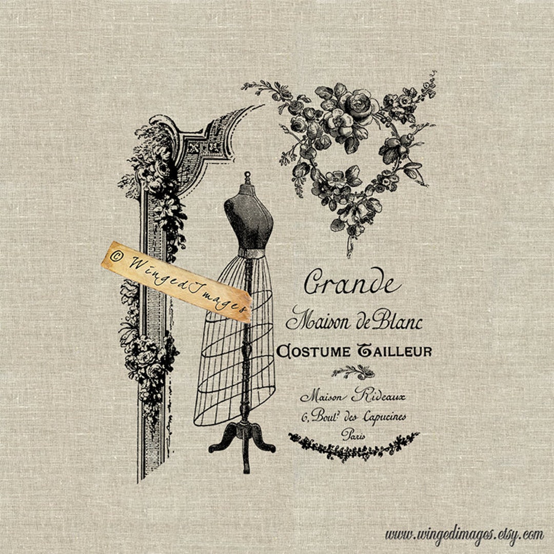 Vintage French Fashion Ad Instant Download Digital Image No.31 Iron-on ...