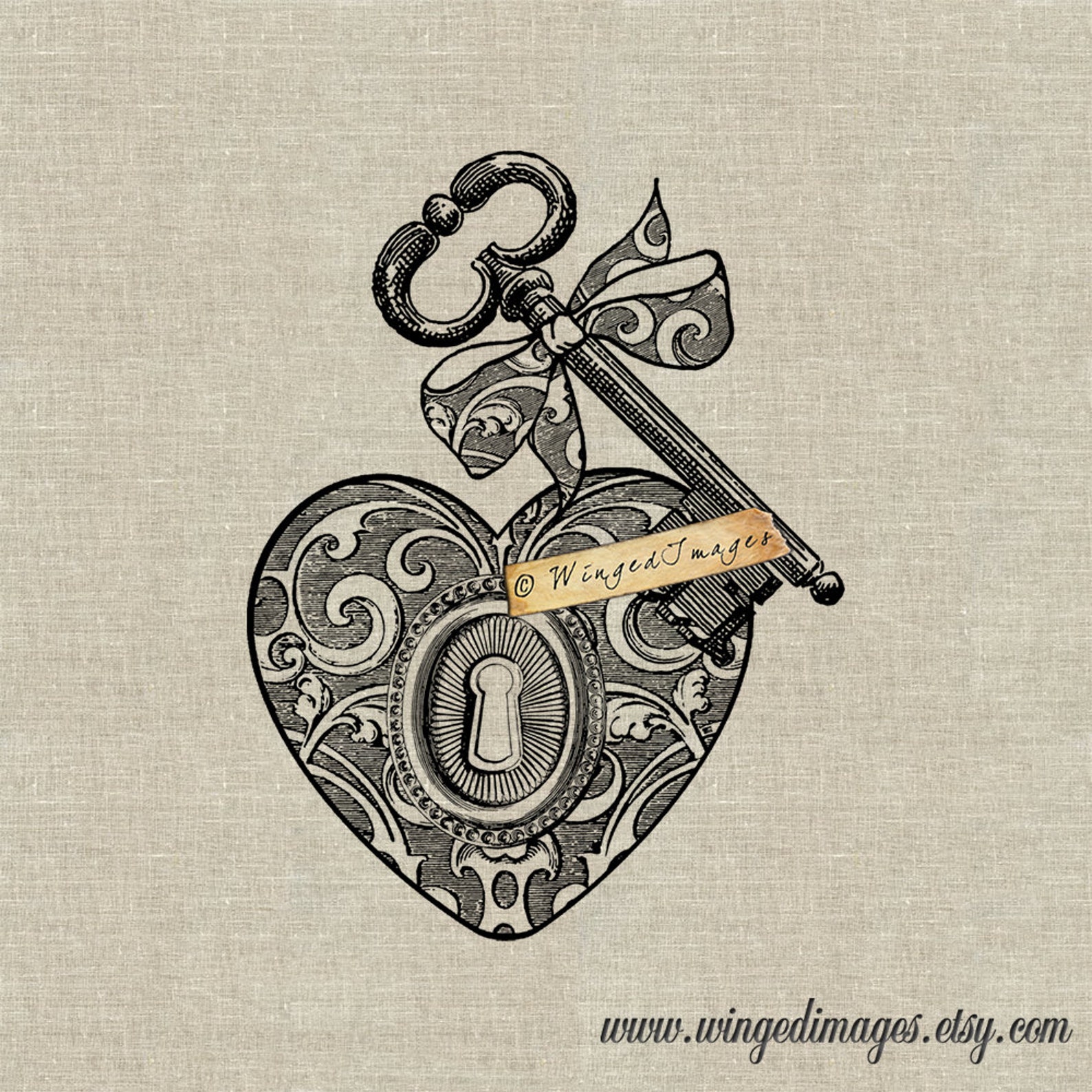 Antique Key Keyhole Ornate Heart Instant Download Digital Image No.241 ...