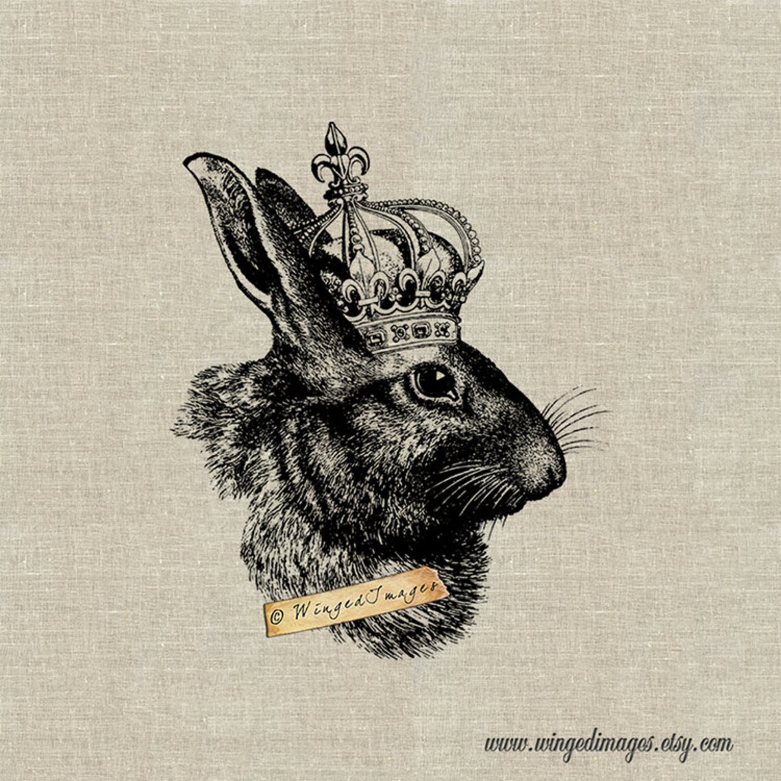 Rabbit With Crown. Instant Download Digital Image No.311 Iron-on ...