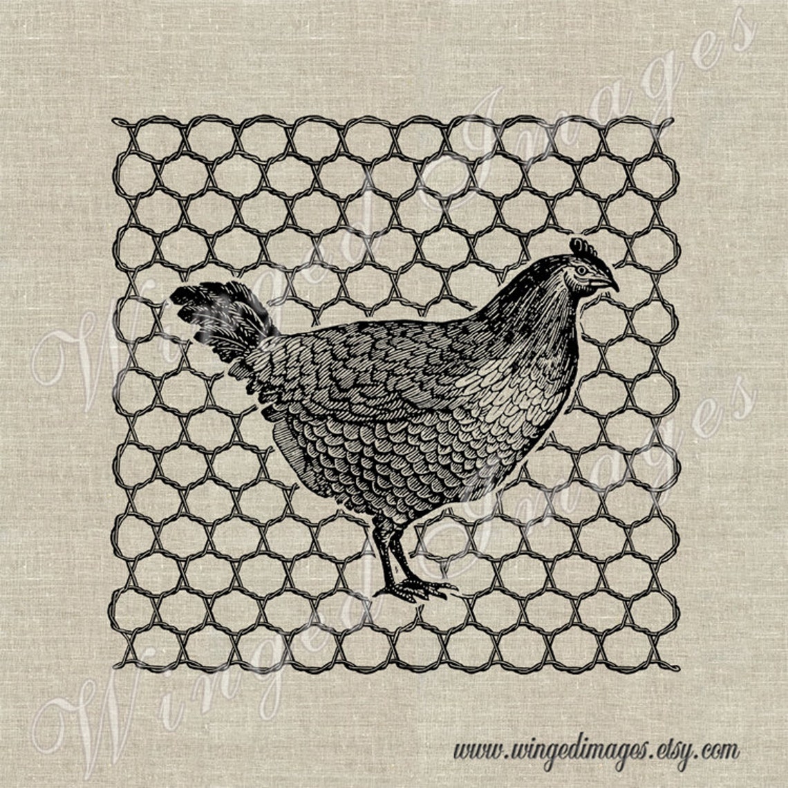 Hen Chicken Wire. Instant Download Digital Image No.317 - Etsy