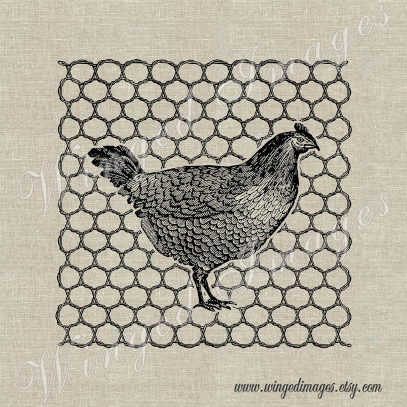 Hen Chicken Wire. Instant Download Digital Image No.317 - Etsy