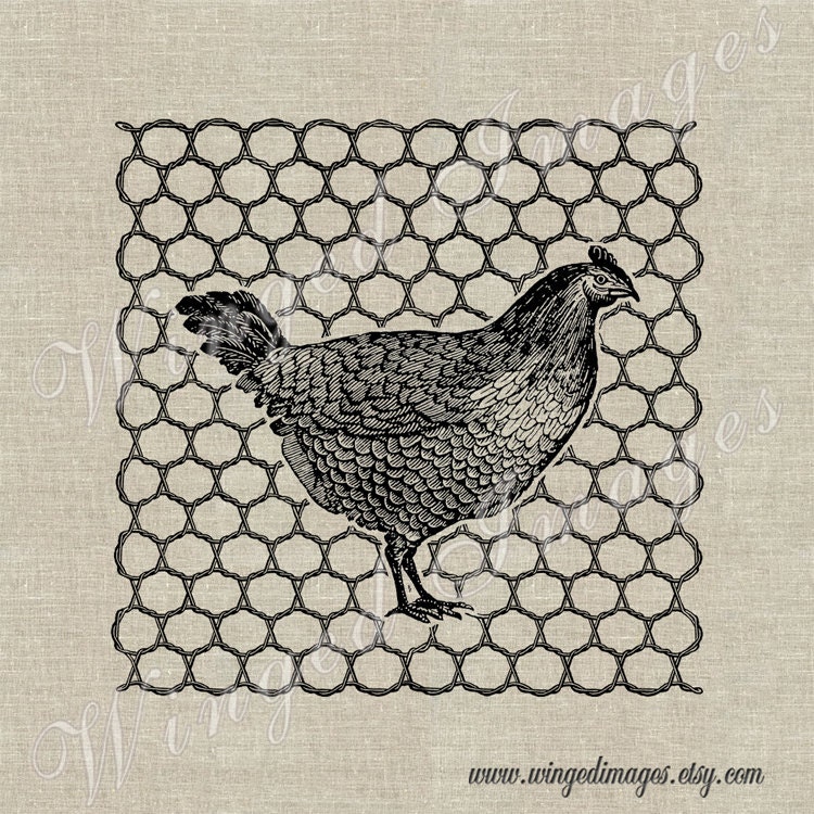 Hen Chicken Wire. Instant Download Digital Image No.317 - Etsy