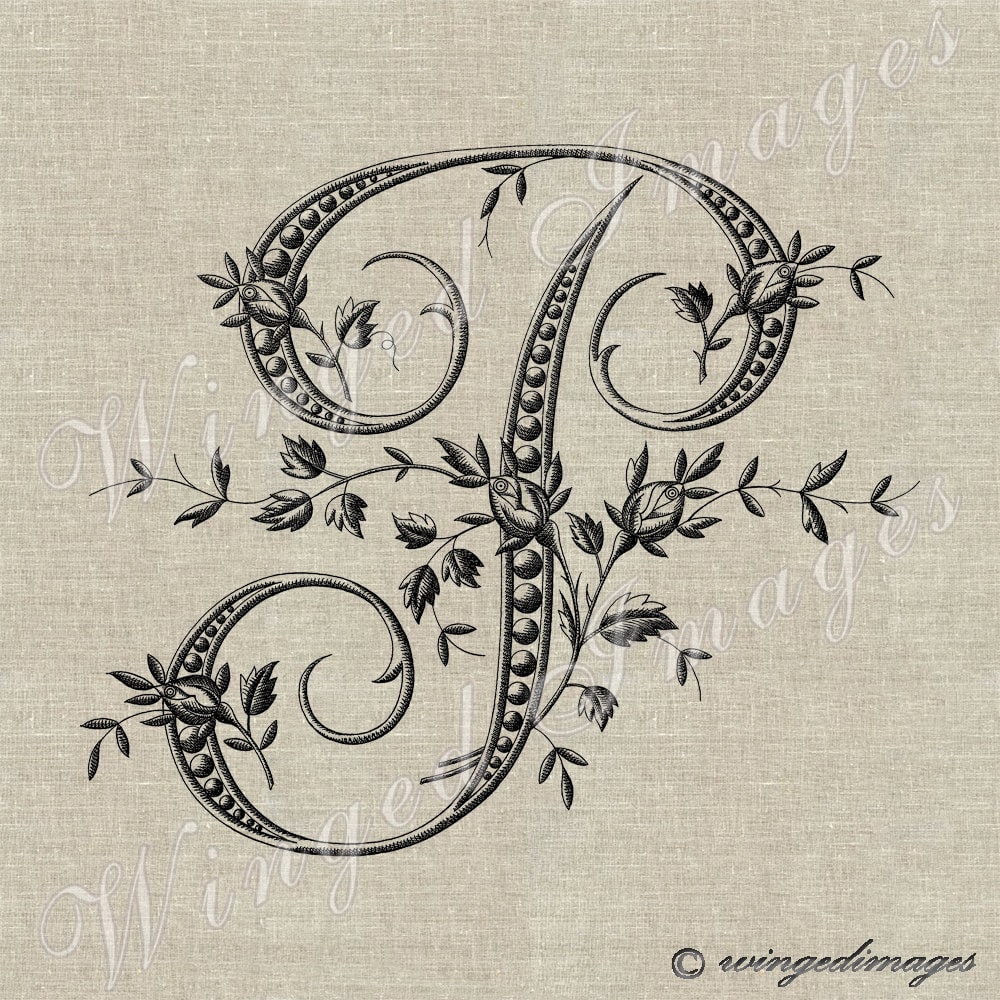 Antique French Monogram Letter P Instant Download Digital Image No.233 ...