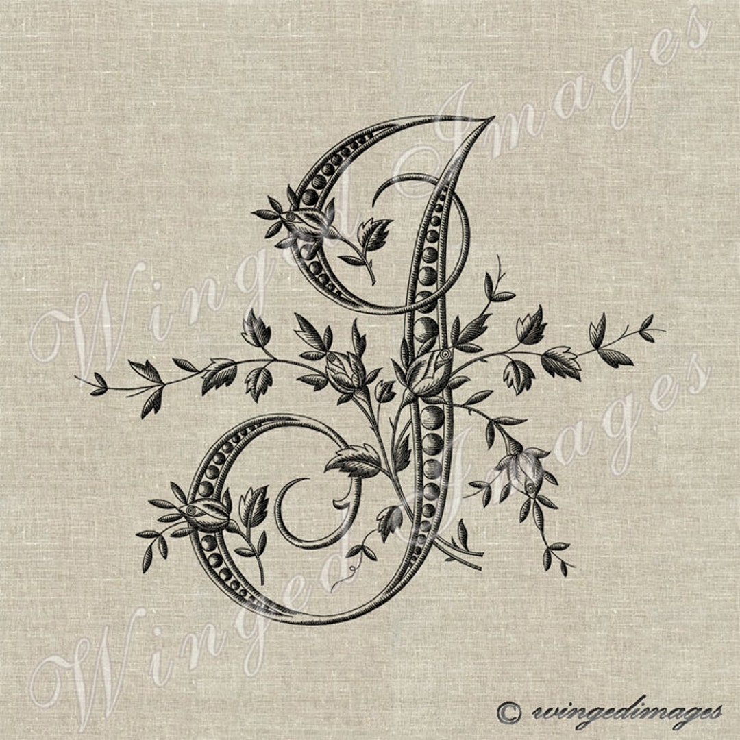 Antique French Monogram Letter I Instant Download Digital Image No.225 ...