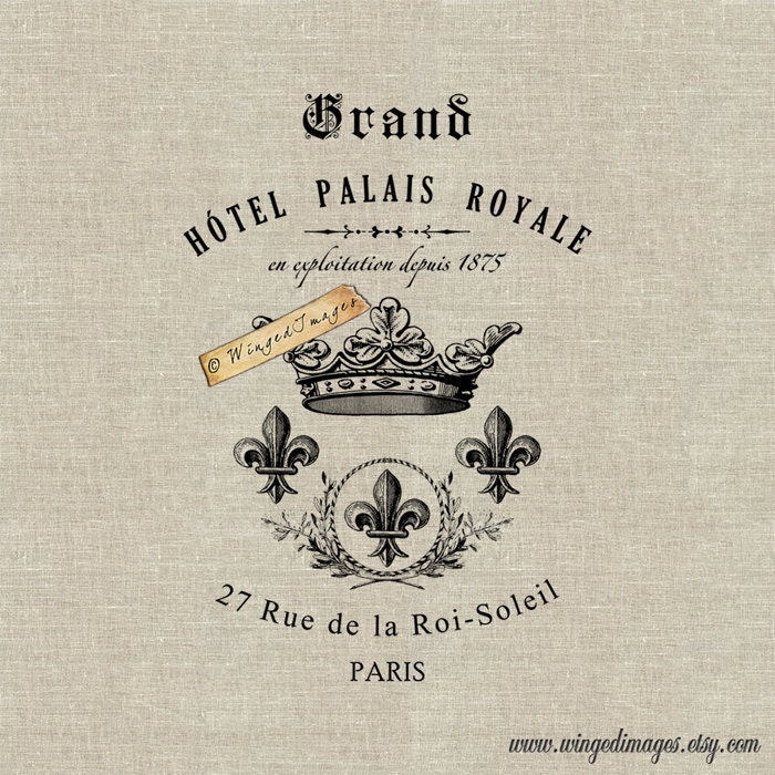 Paris French Hotel Royal Crown Instant Download Digital Image No.257 ...