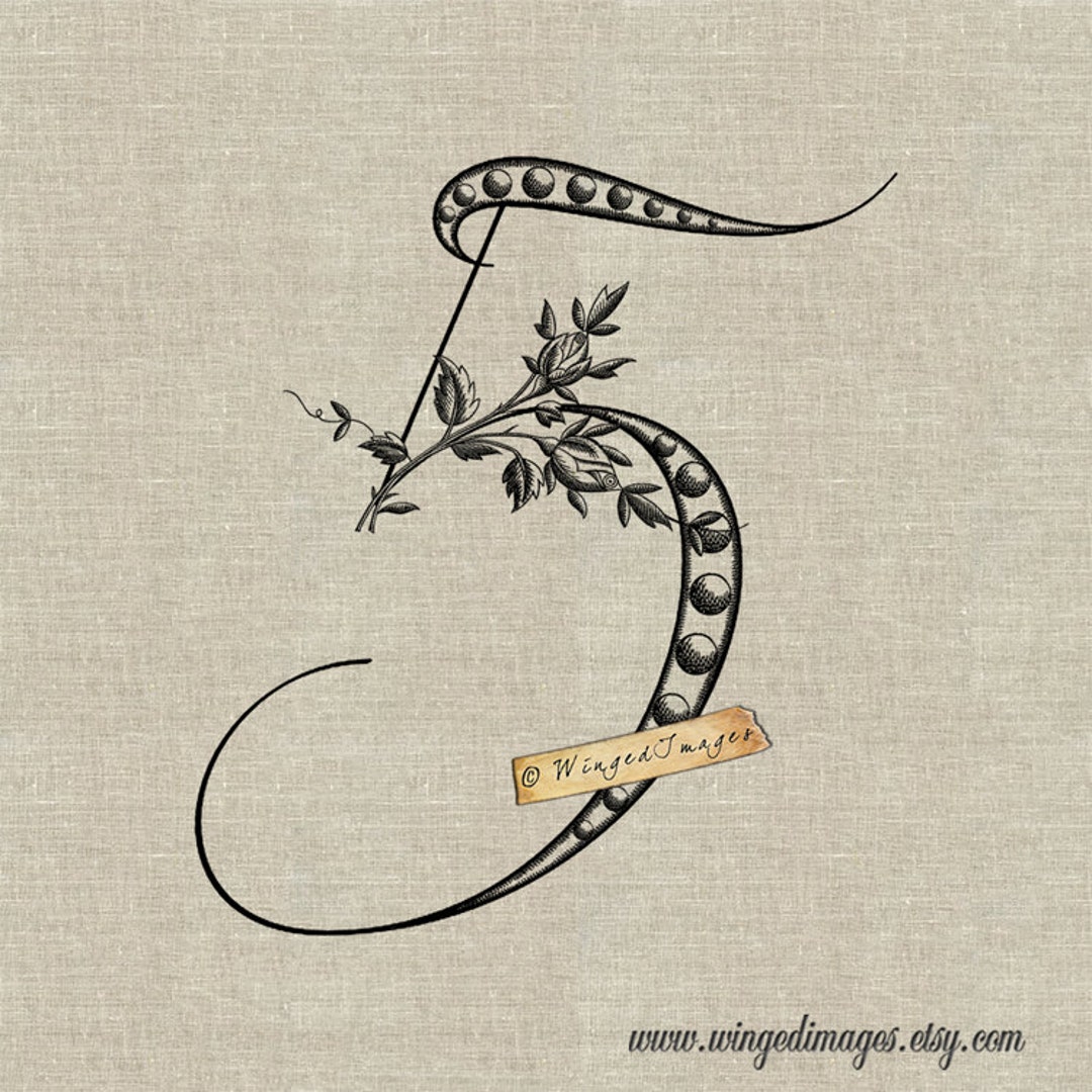 Antique French Number Five. Instant Download Digital Image No.338 Iron ...