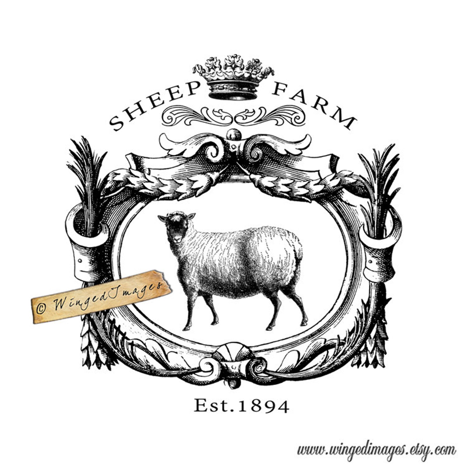 Vintage Sheep Farm Signboard. Instant Download Digital Image No.341 ...
