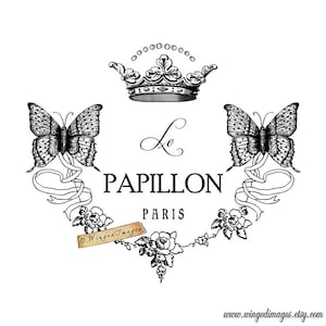 Vintage French Butterfly Le Papillon. Instant Download Digital Image No ...
