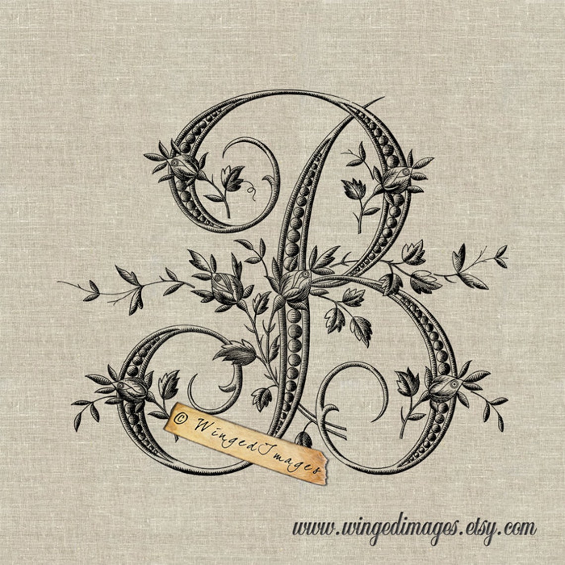Antique French Monogram Letter B Instant Download Digital - Etsy