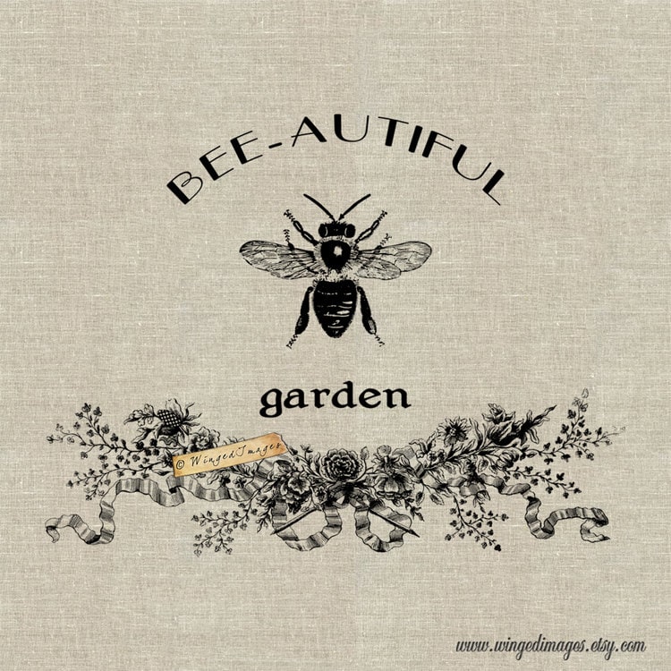 Bee-autiful Garden. Instant Download Digital Image No.375 Iron-on ...