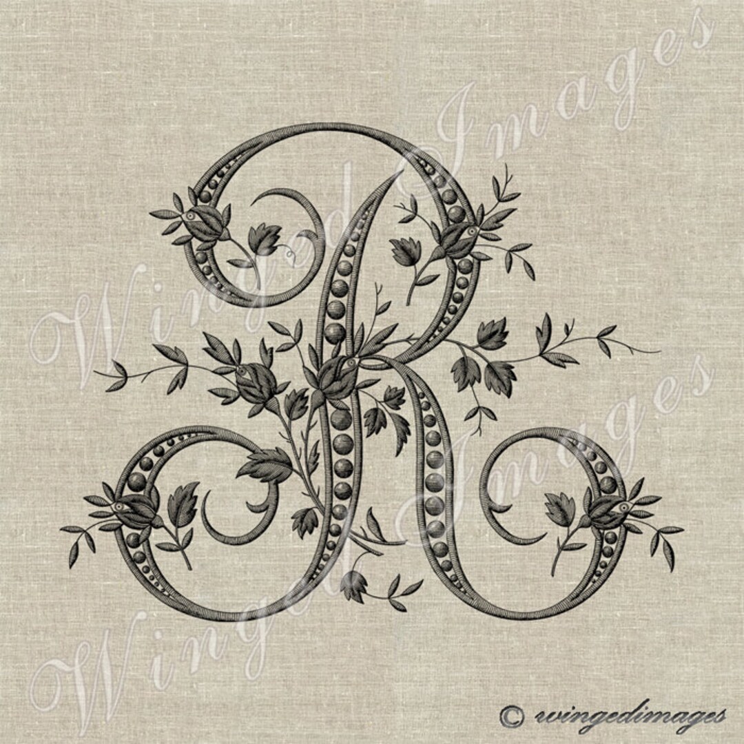 Antique French Monogram Letter R Instant Download Digital Image No.234 ...