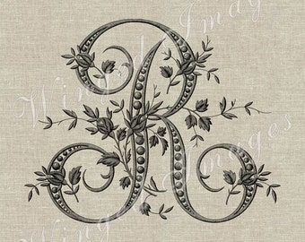 Antique French Monogram Letter K Instant Download Digital | Etsy
