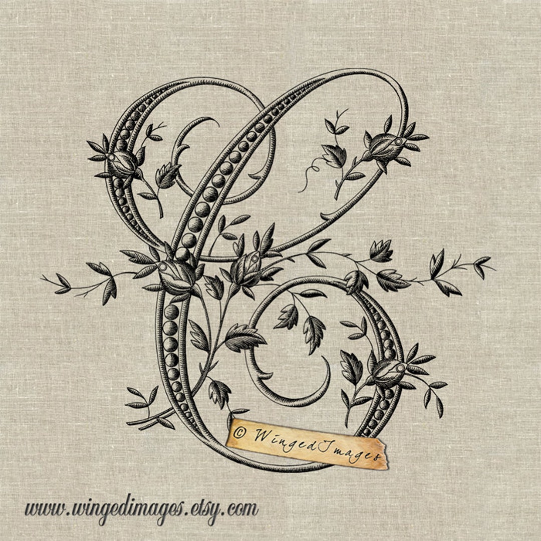 Antique French Monogram Letter C Instant Download Digital Image No.218 ...