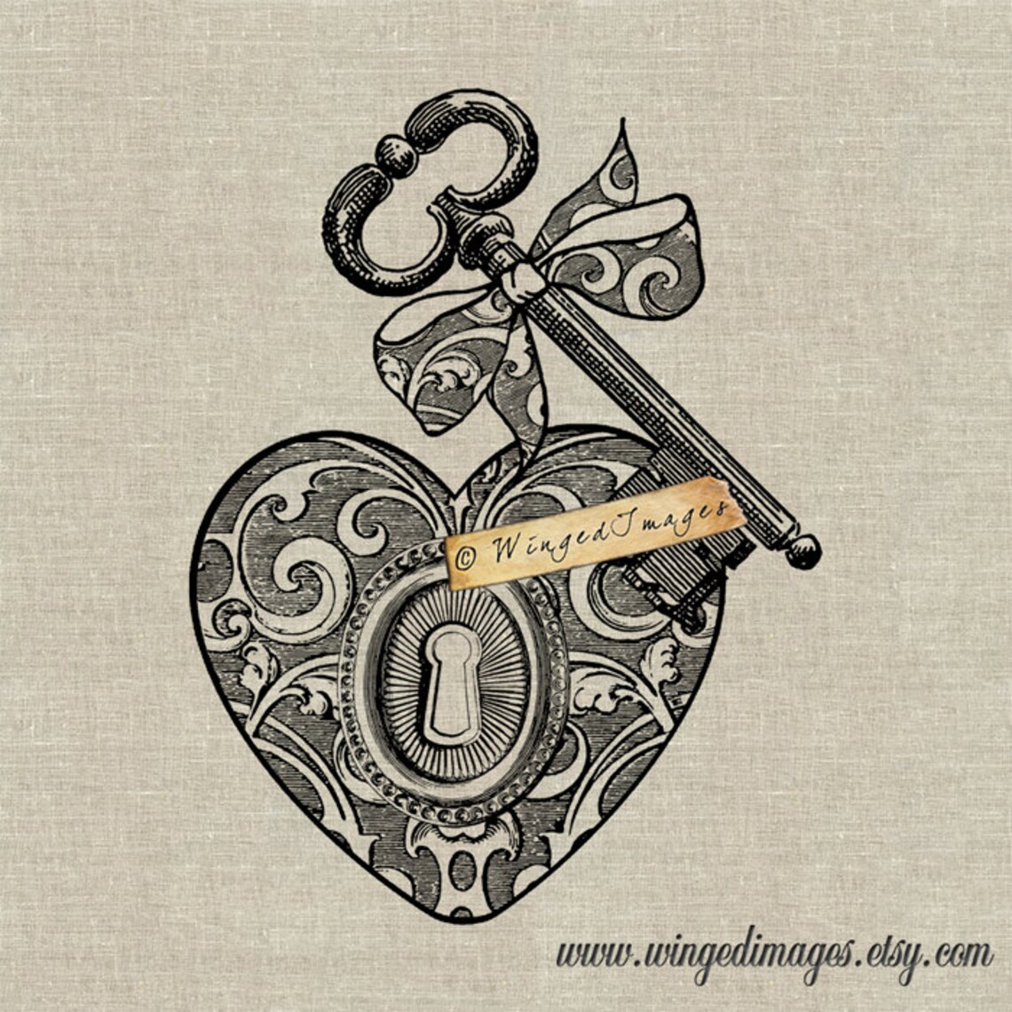 Antique Key Keyhole Ornate Heart Instant Download Digital Image No.241 ...