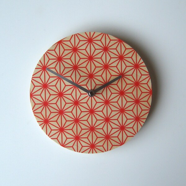 Red Wood Wall Clock - Etsy