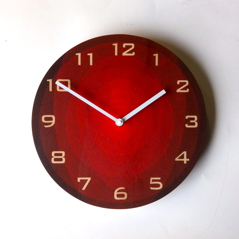 Red Wood Wall Clock - Etsy