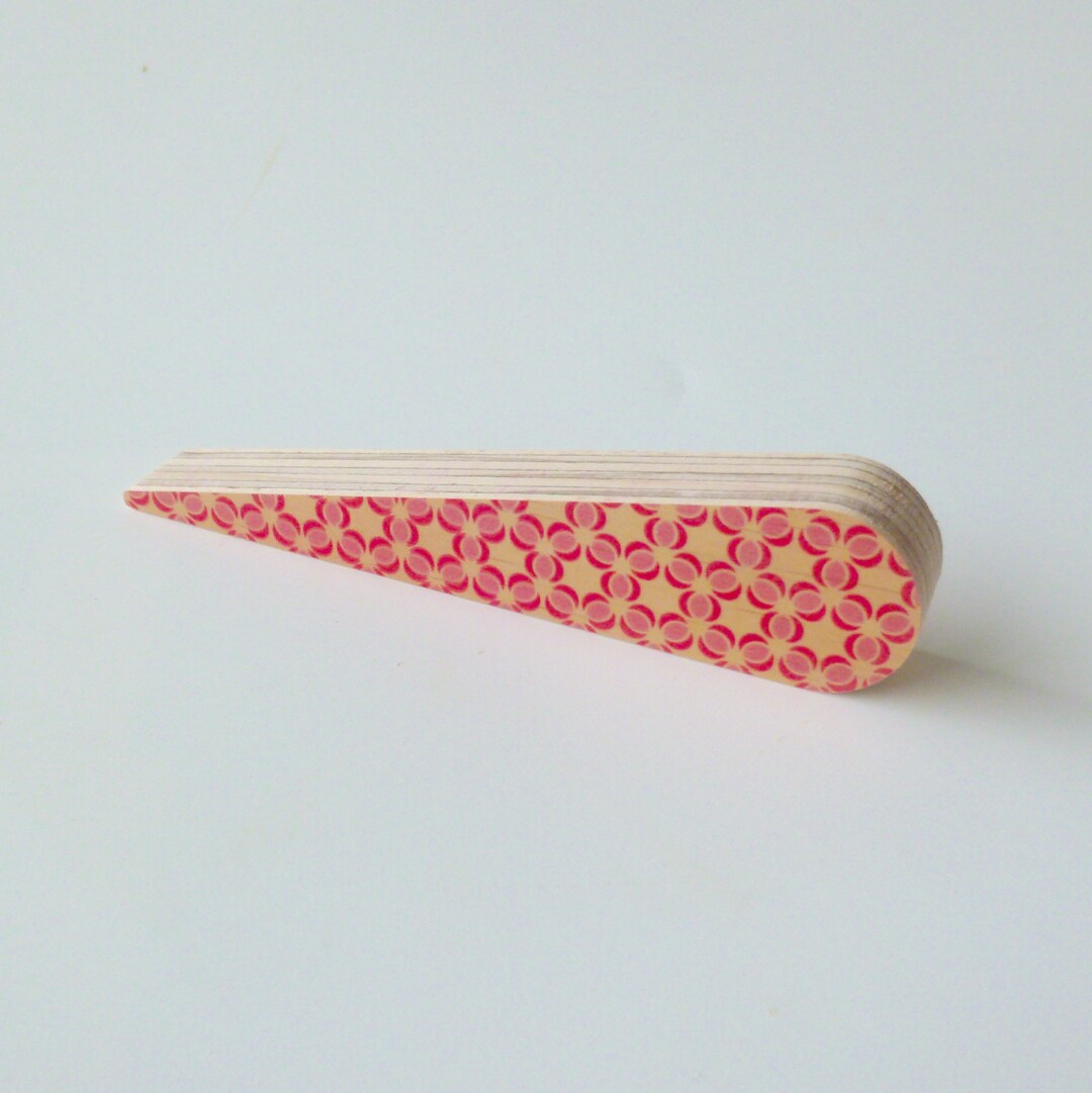 Objectify Pink Pattern Wooden Door Stop X 2 - Etsy