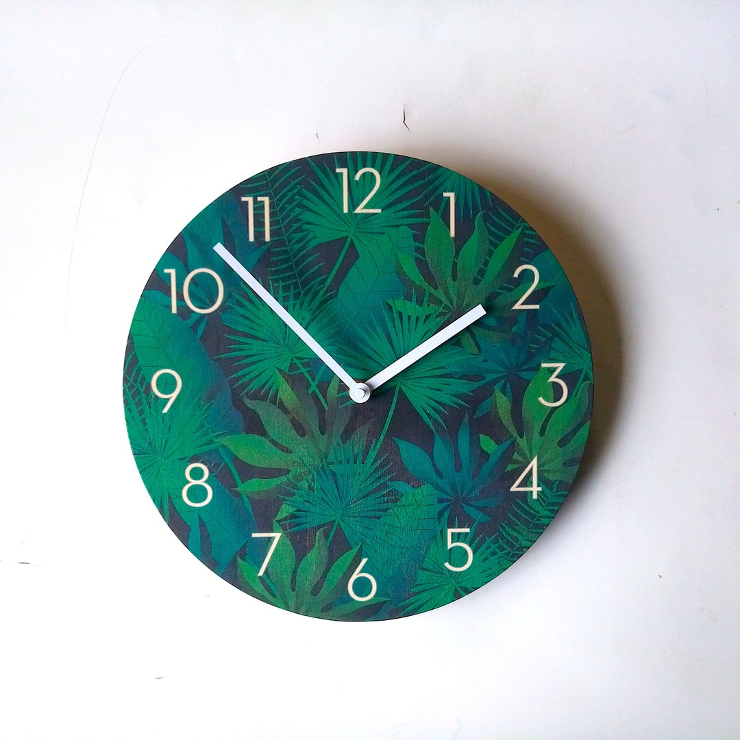 Objectify Jungle Foliage Wall Clock With Neutra Numerals - Etsy