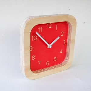 Objectify Red Square Desk Clock With Numerals - Etsy