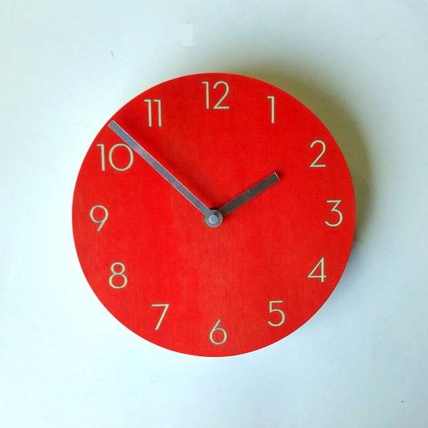 Red Wall Clock - Etsy