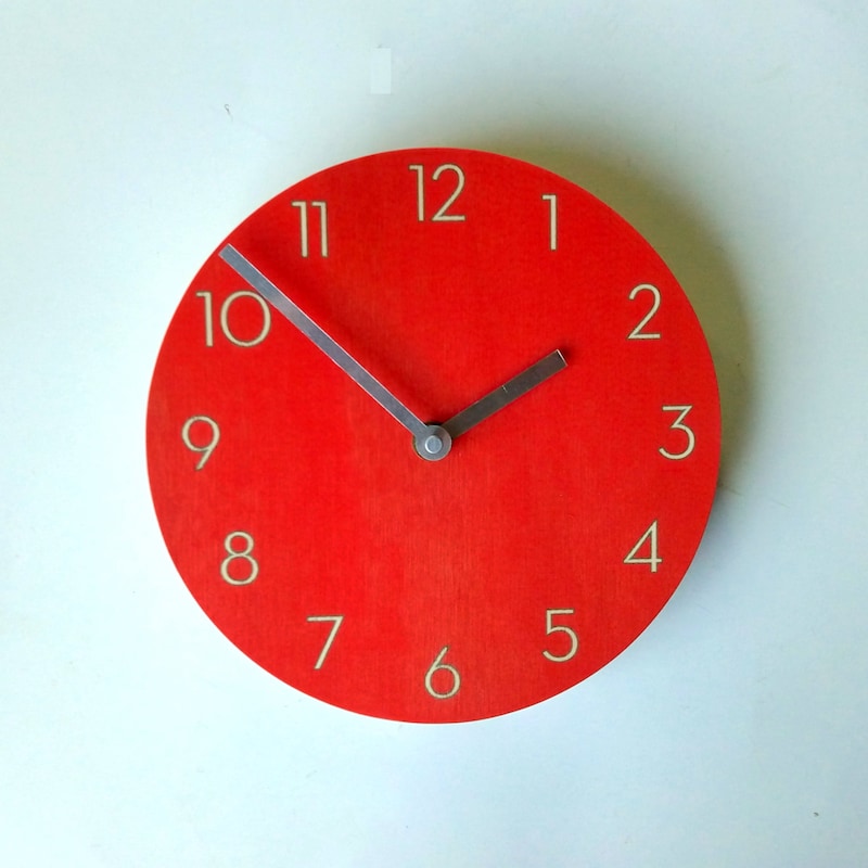 Red Wall Clock - Etsy