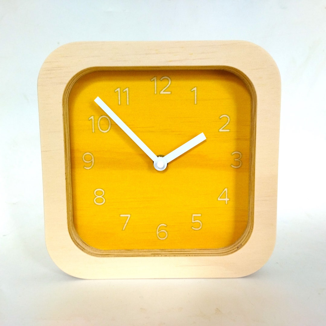 Objectify Yellow Square Desk Clock With Numerals - Etsy