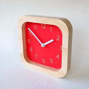 Objectify Red Square Desk Clock With Numerals - Etsy