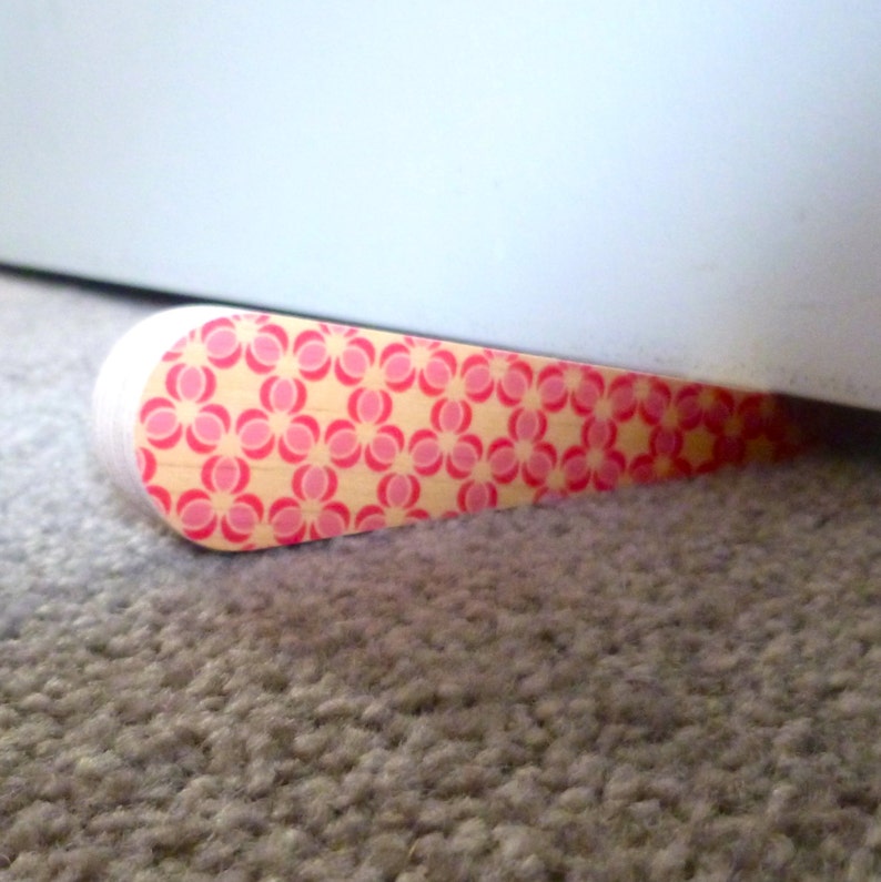 Objectify Pink Pattern Wooden Door Stop X 2 - Etsy