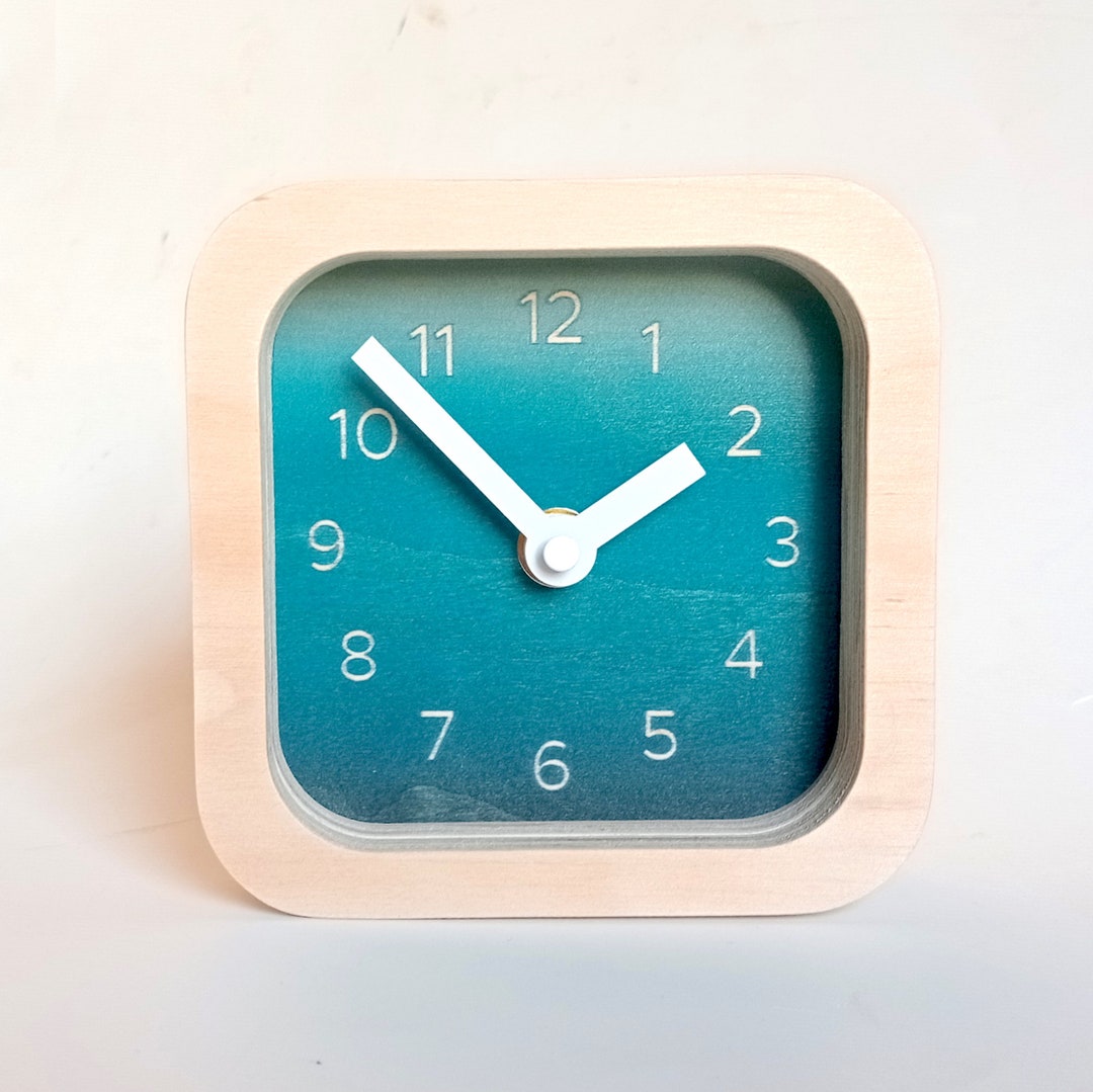 Objectify Ombre Teal Square Desk Clock - Etsy