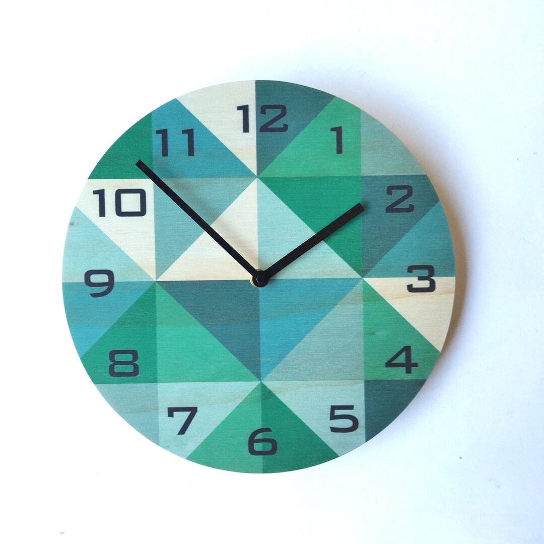 Objectify Grid Green Grey Wall Clock With Black Numerals - Etsy