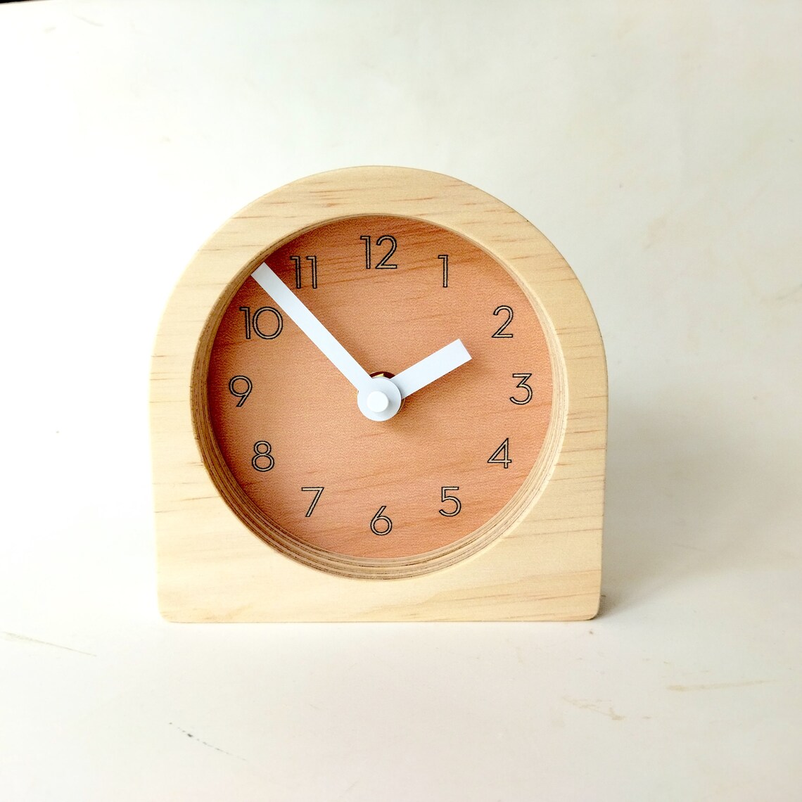 Objectify Dusky Pink Desk Clock With Numerals - Etsy