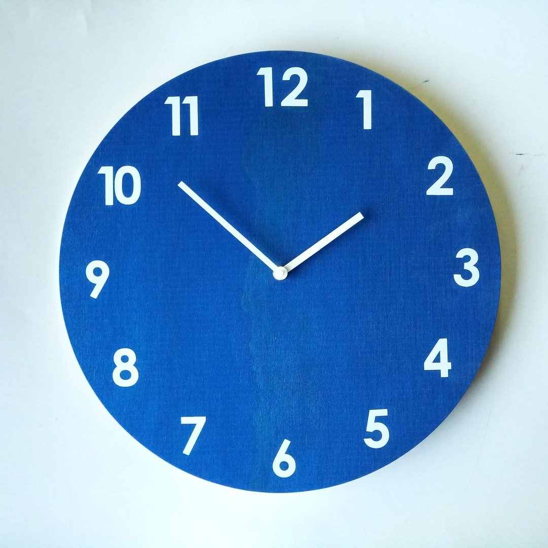 Glow in the Dark Royal Blue Wooden Clock: Silent Mid Century Modern - Etsy