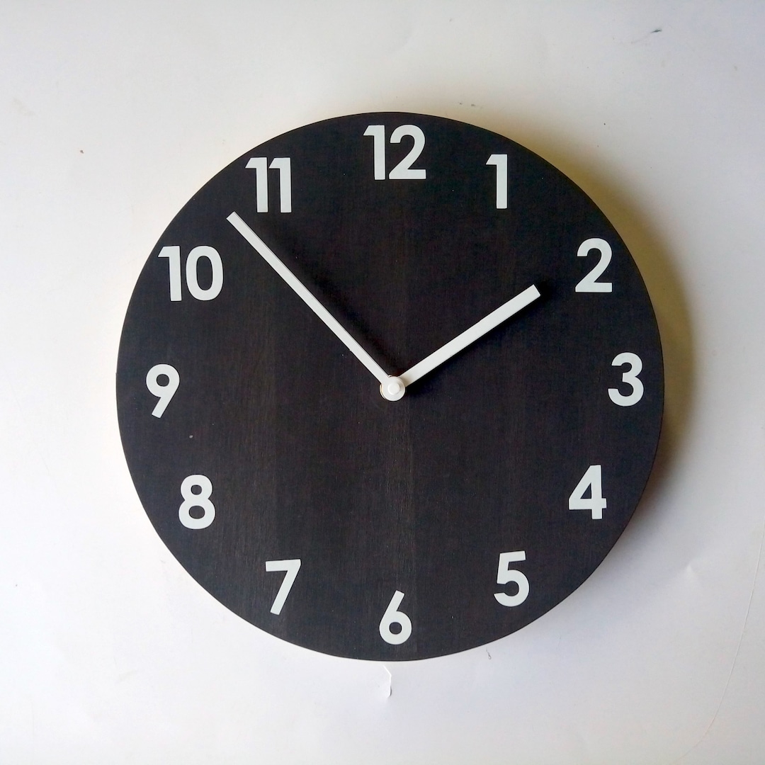 Glow in the Dark Wooden Wall Clock: Silent Modern Charcoal Clock - Etsy