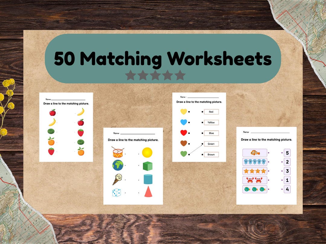 50 Matching Worksheets for Kids | Preschool & Kindergarten Printable ...