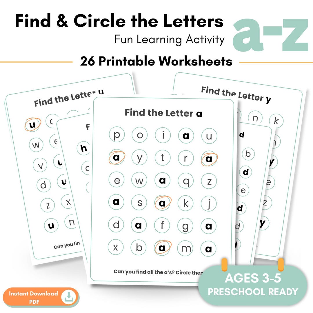 Lowercase Find the Letter Worksheets A-z Printable, Preschool Letter ...