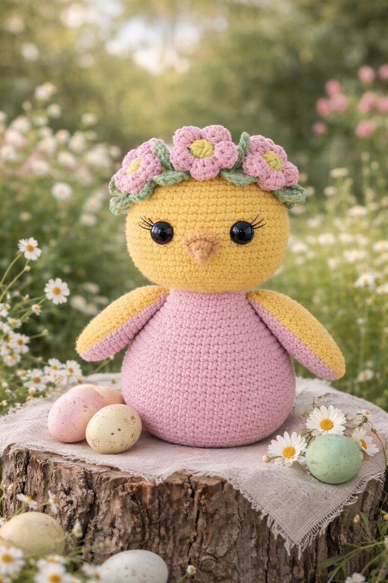 Easter Chick Crochet Pattern | Amigurumi Spring Plush With Flower Crown ...