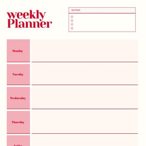 Printable Weekly Planner, PDF, Minimalist 2 Page Download, Undated ...