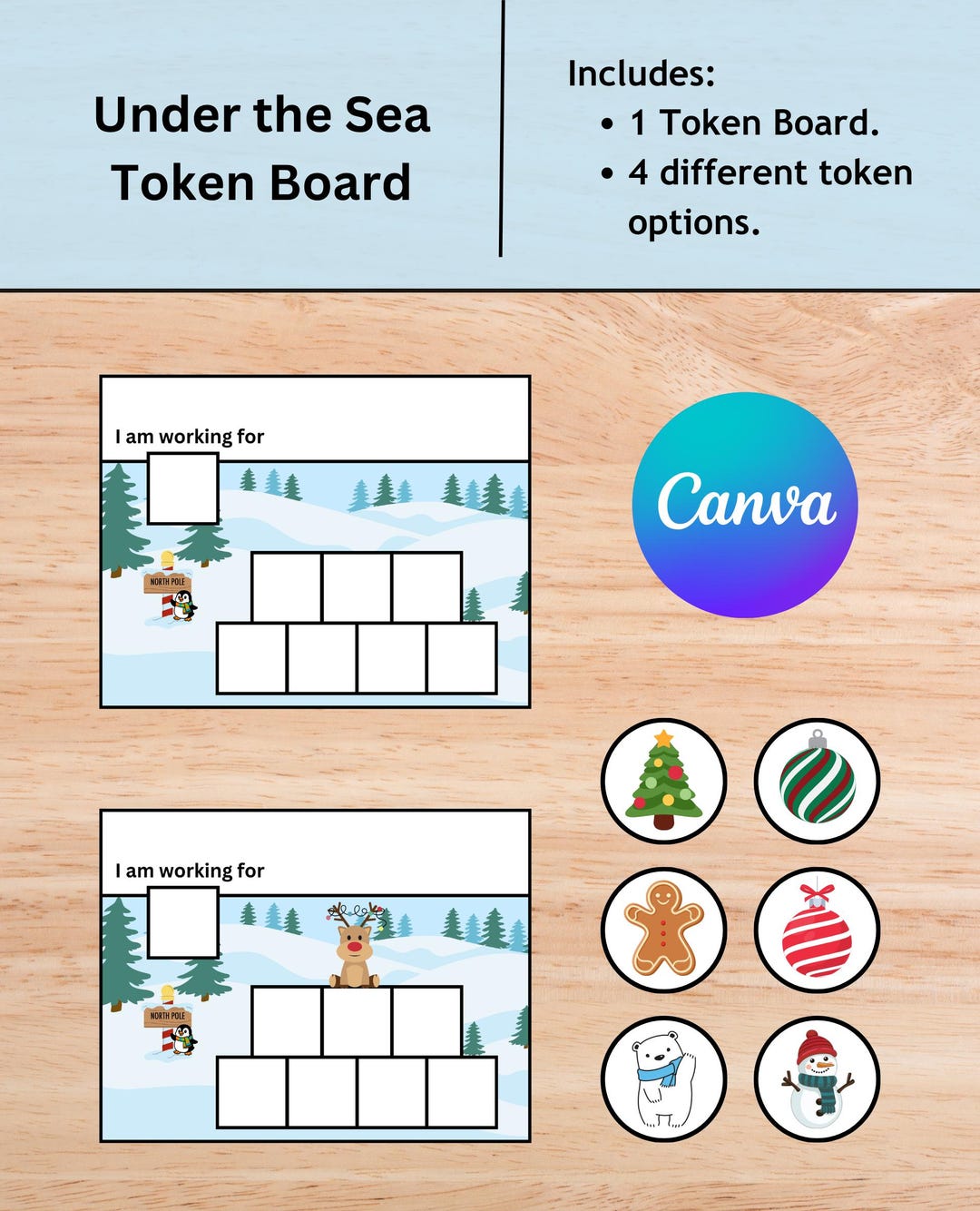 Winter & Christmas Token Board Canva Template: Digital Download ...