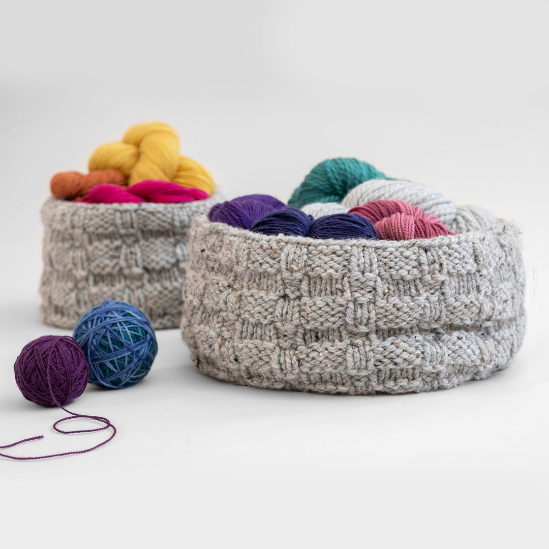 Knitting Pattern ~ Basketweave Baskets ~ Knit Baskets in Two Sizes ...