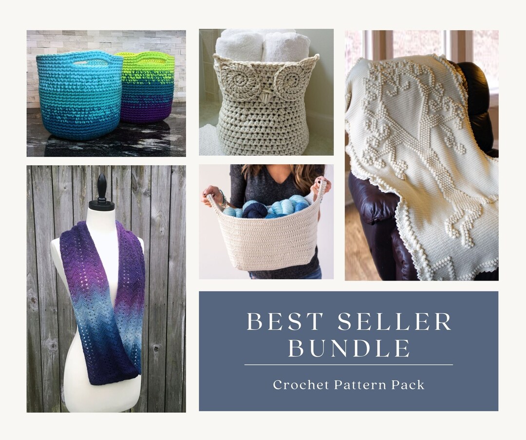 Best Seller Bundle ~ Crochet Pattern Pack ~ Blanket ~ Basket ~ Scarf - Etsy