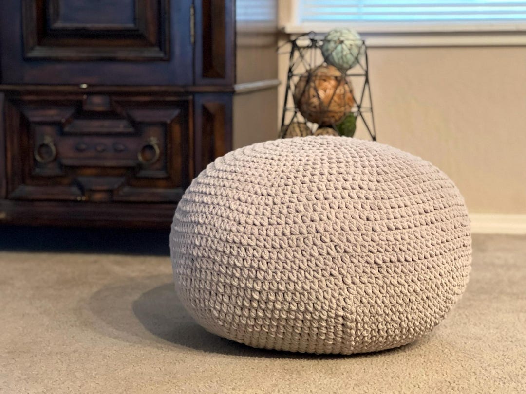 Crochet Pattern and Video – Chic Floor Pouf ~ Easy Modern DIY Ottoman ...