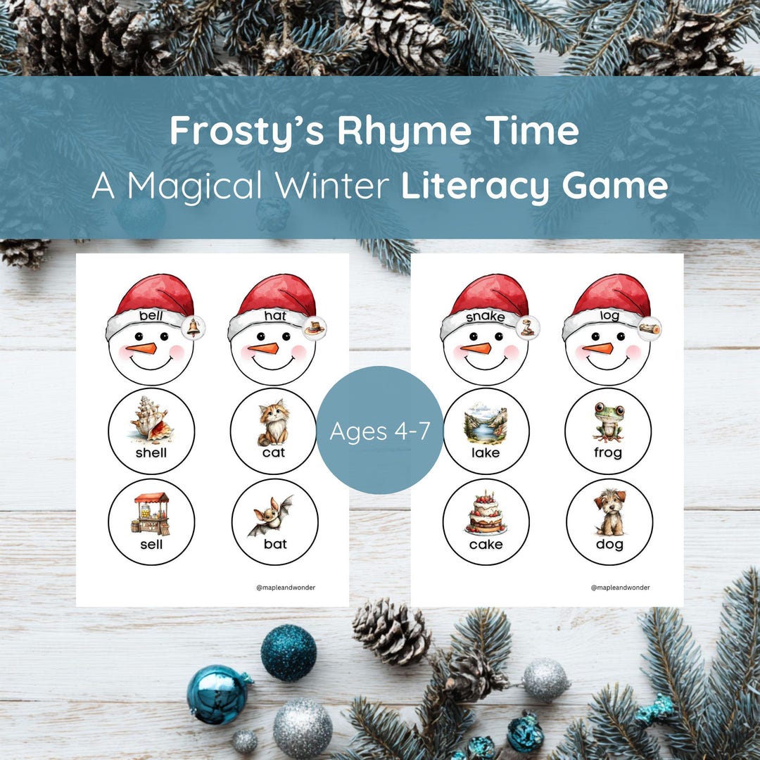 Snowman Rhyming Game Printable Winter Literacy Activity Preschool ...
