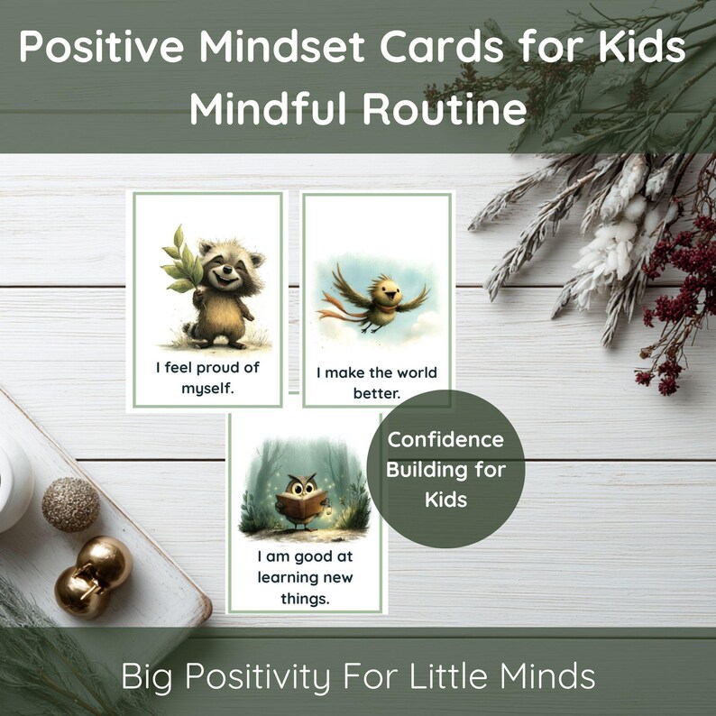 70 Kids Affirmation Cards Printable Positive Mindset - Woodland Animal ...